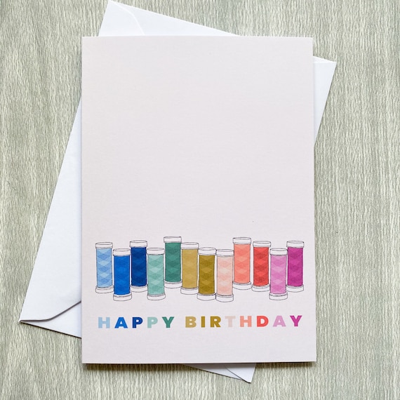 Happy Birthday Threads Greetings Card Sewing Lover | Etsy UK