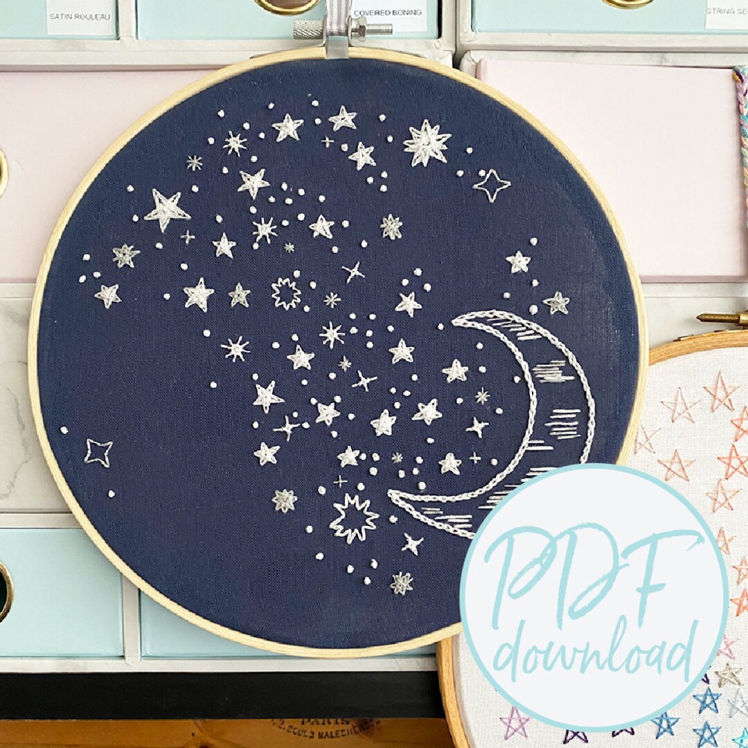 Midnight Sky Embroidery - Embroidery Pattern - Downloadable - Digital ...
