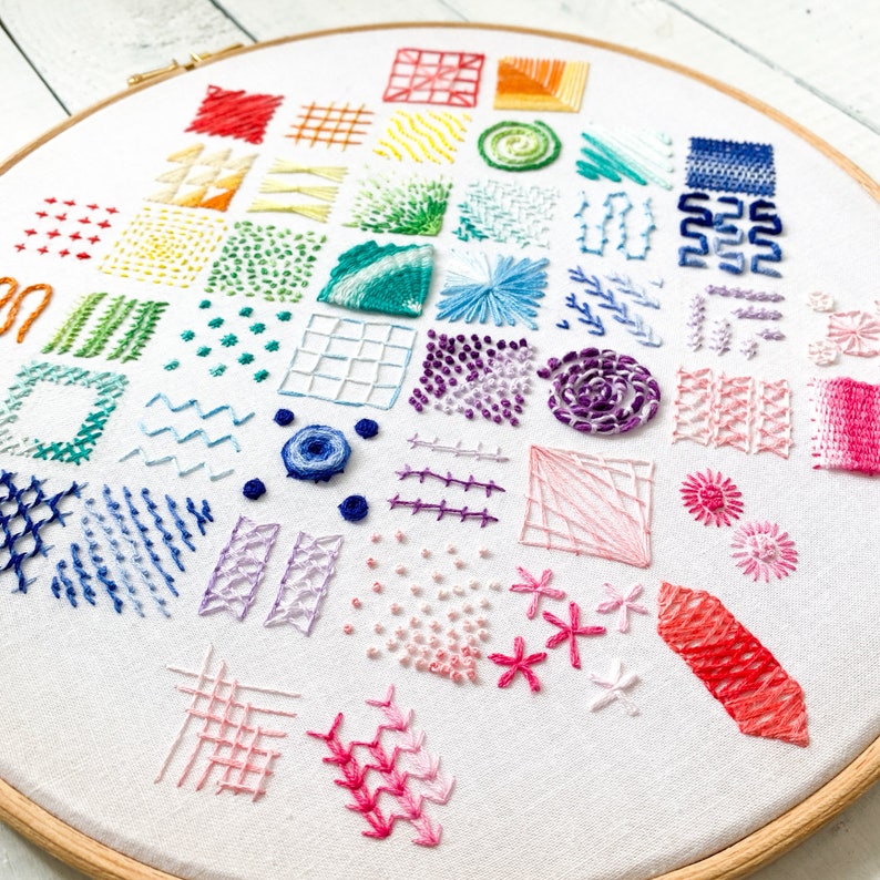 Rainbow Embroidery Sampler Kit Embroidery Hoop Embroidery - Etsy