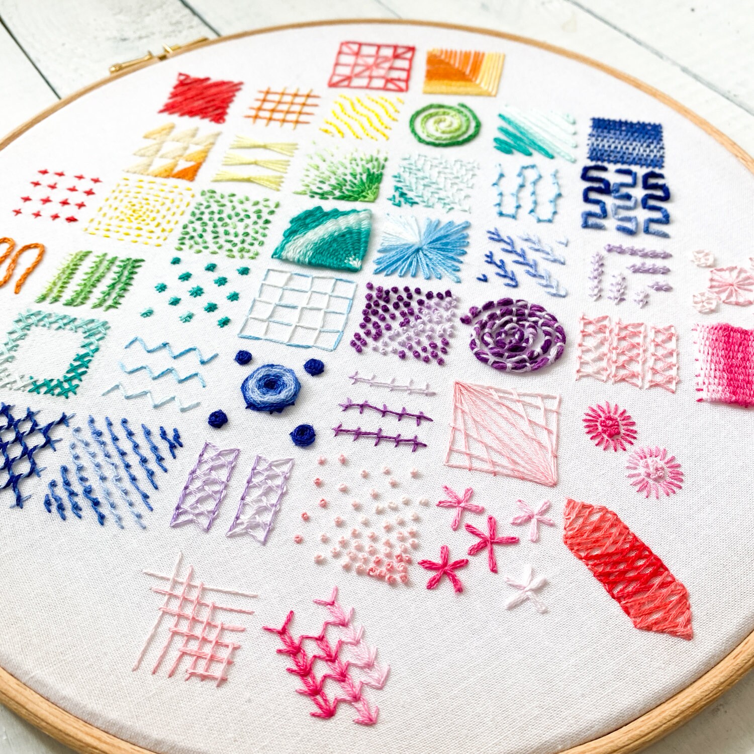 Rainbow Embroidery Sampler Kit Embroidery Hoop Embroidery - Etsy