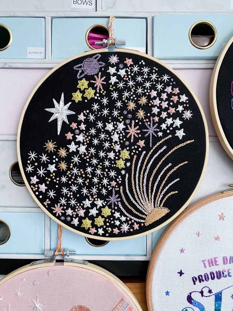 Pastel Skies Embroidery - Embroidery Pattern - Downloadable - Digital ...