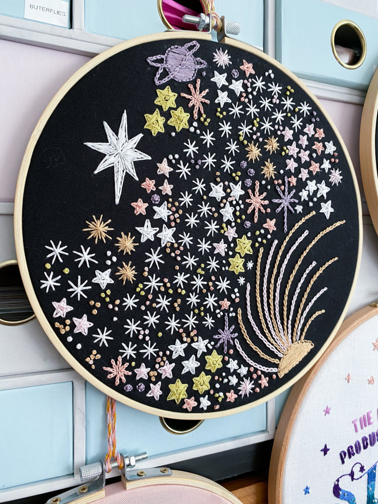 Pastel Skies Embroidery - Embroidery Pattern - Downloadable - Digital ...