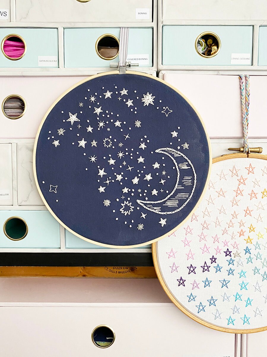 Midnight Sky Embroidery Embroidery Pattern Downloadable - Etsy
