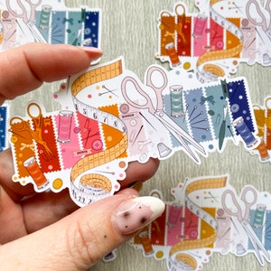 Pin Stitch Button Snip Vinyl Sticker, Sewing Decals, Sewing Themed ...