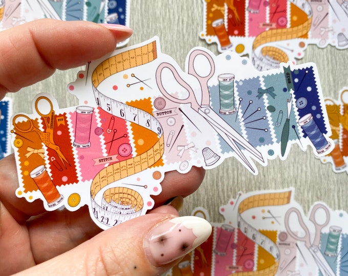Pin Stitch Button Snip Vinyl Sticker, Sewing Decals, Sewing Themed ...