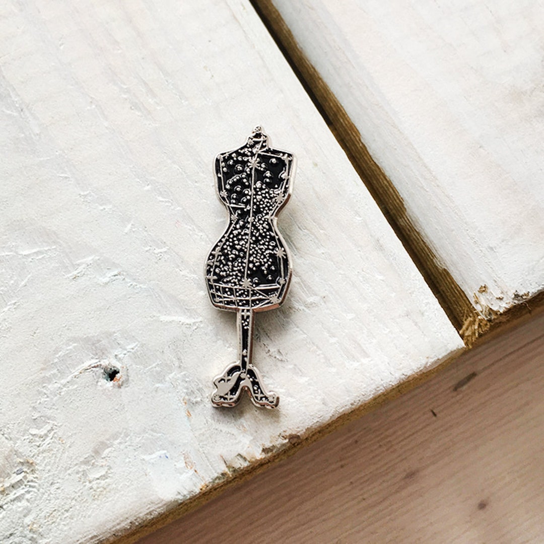 Sewing Enamel Pin Badge - the Dress Form Star Constellation Black ...