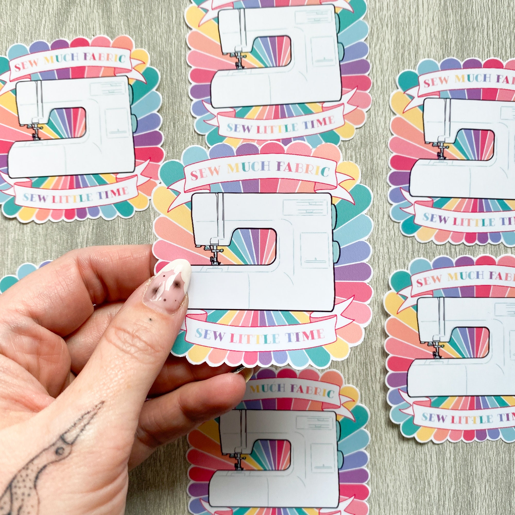 Sew Much Fabric, Sew Little Time Rainbow Sewing Machine Vinyl Sticker ...
