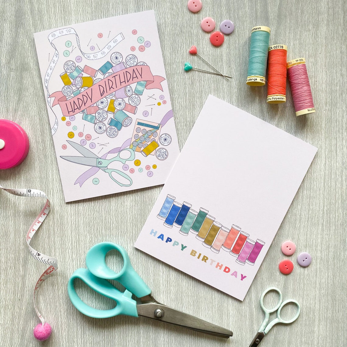 Happy Birthday Threads Greetings Card Sewing Lover - Etsy UK