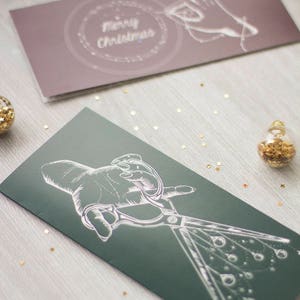 Sewing Christmas Cards, Set of 6, 3 of Each Illustrated Scissors and ...