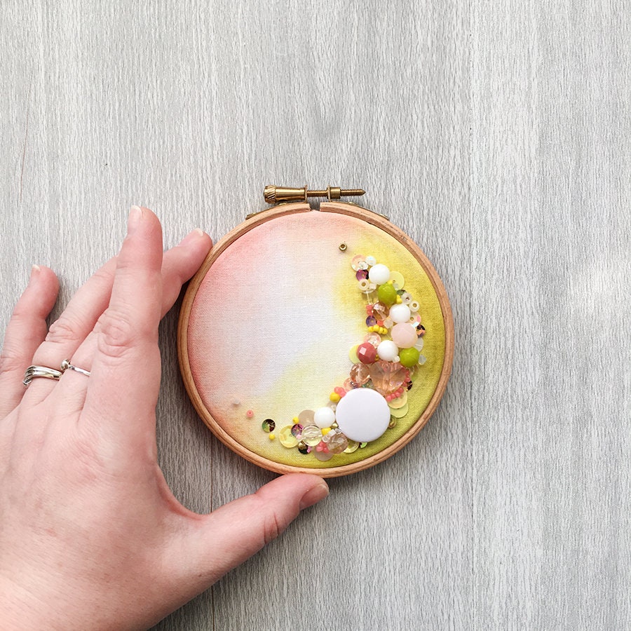 Mini Beaded Embroidery Hoop Art Moscow Mule Hand Painted | Etsy