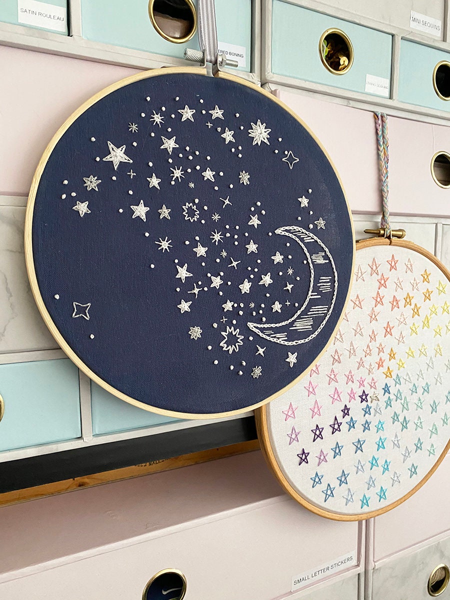 Midnight Sky Embroidery Embroidery Pattern Downloadable - Etsy