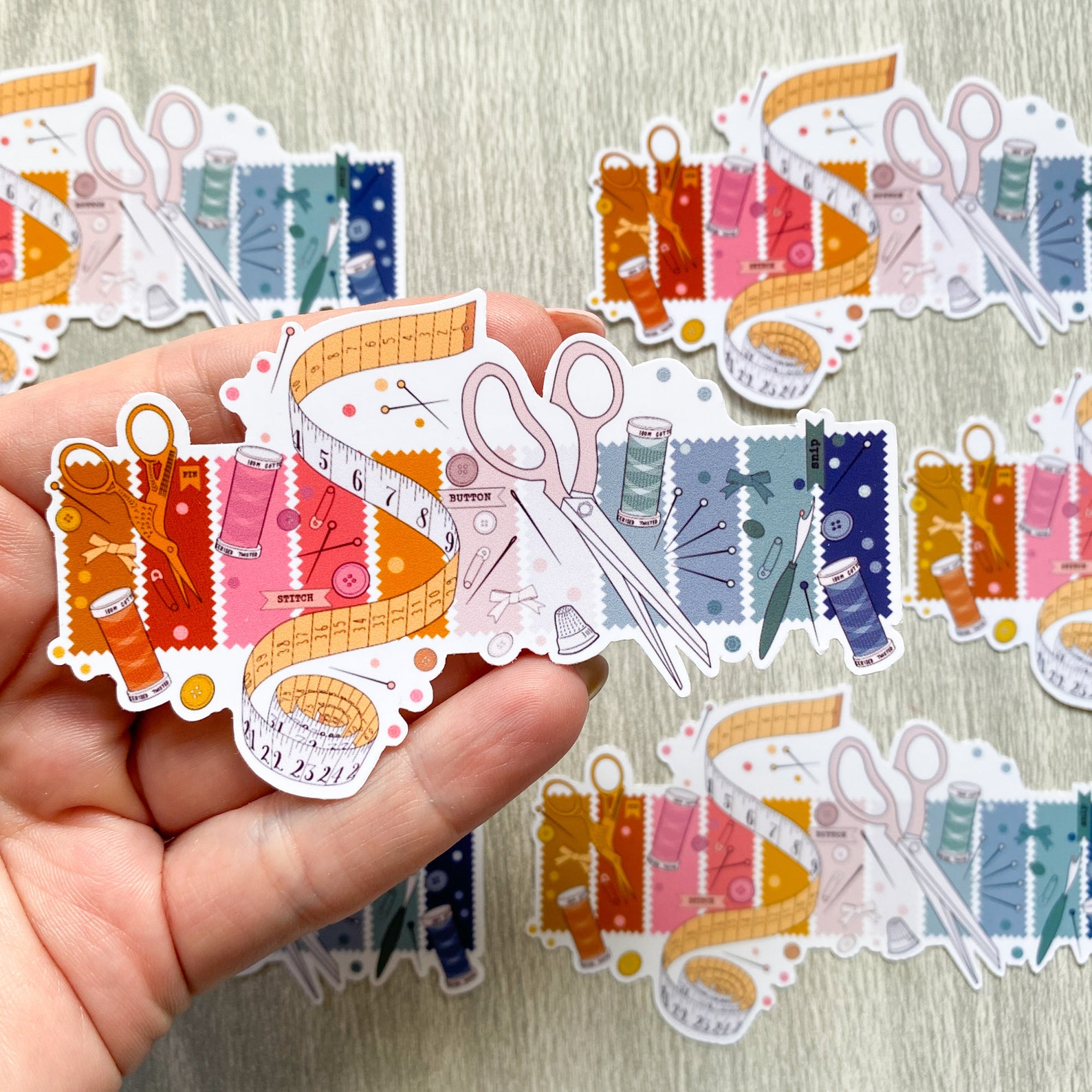 Pin Stitch Button Snip Vinyl Sticker, Sewing Decals, Sewing Themed ...