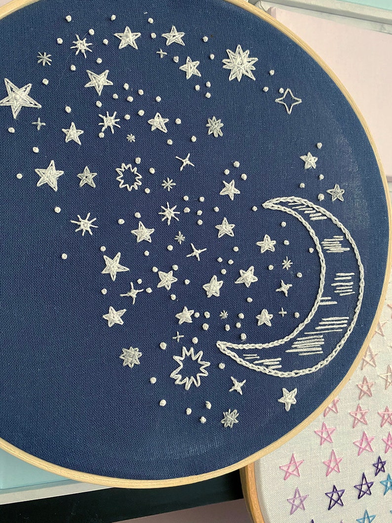 Midnight Sky Embroidery Embroidery Pattern Downloadable - Etsy