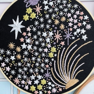 Pastel Skies Embroidery - Embroidery Pattern - Downloadable - Digital ...