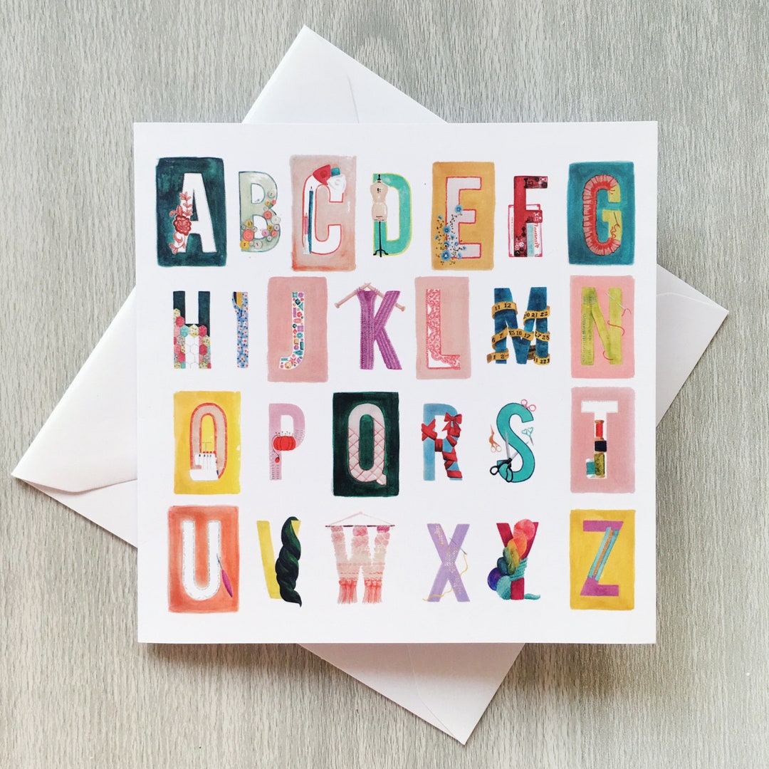 Sewing Alphabet Greetings Card - Sewing Birthday - Letters - Card for ...