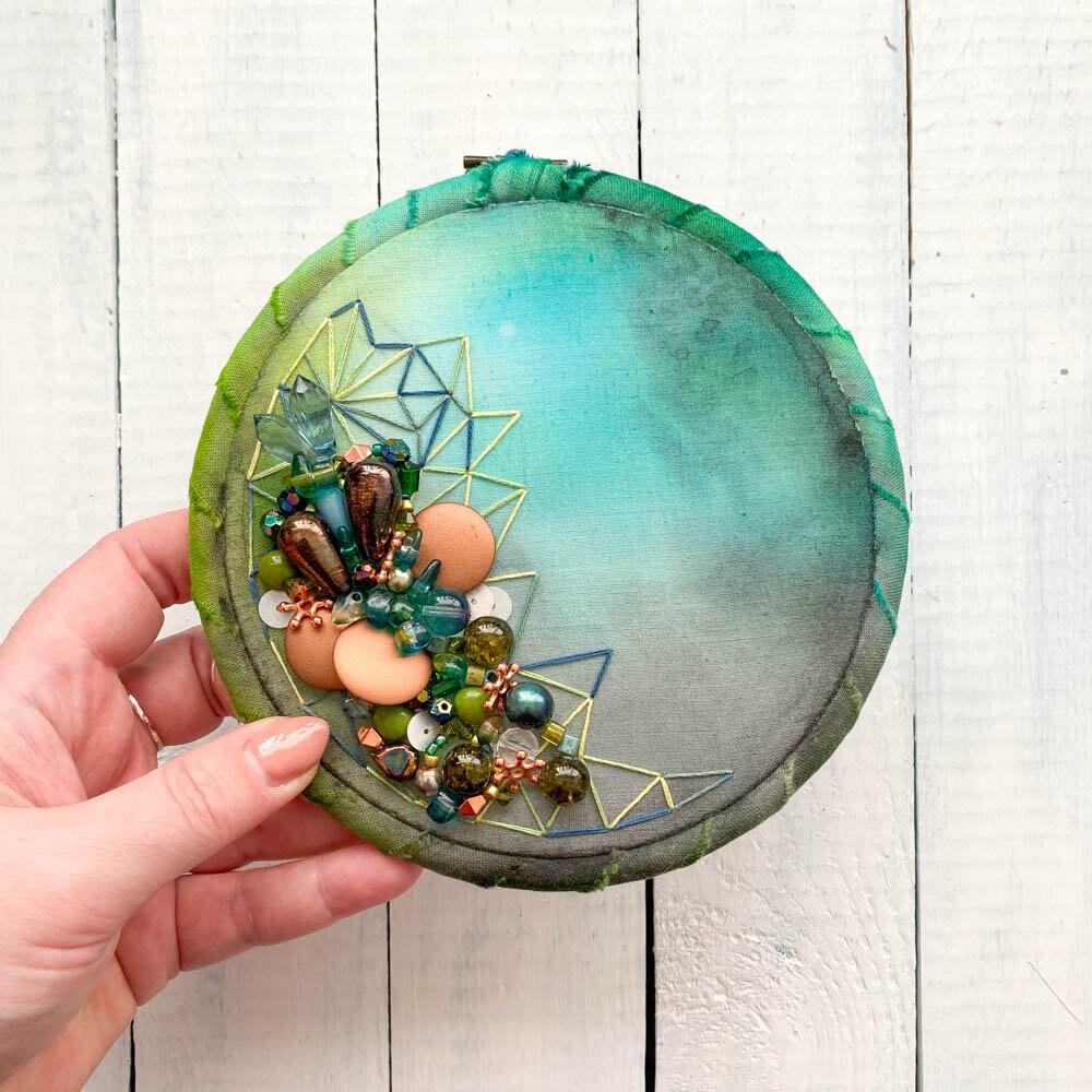 Beaded Embroidery Hoop Art Hand Painted Crystals | Etsy