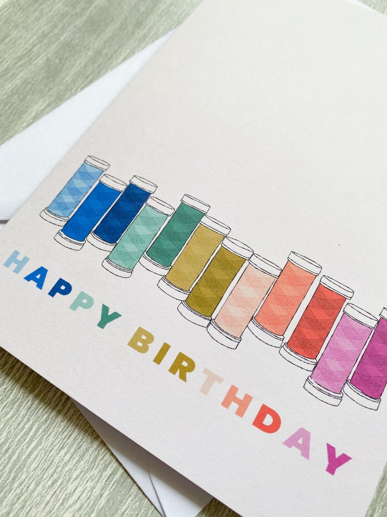 Happy Birthday Threads - Greetings Card - Sewing Lover - Engagement ...