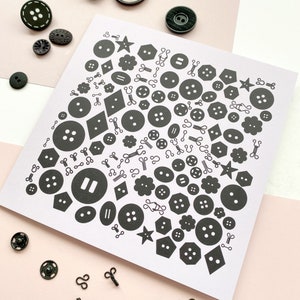 Buttons Silhouette Greetings Card - Sewing Birthday - Sewing Supplies ...