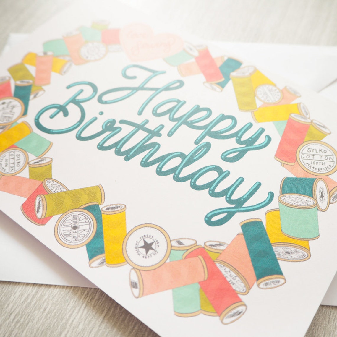 Sewing Threads Happy Birthday Greetings Card Sewing Birthday - Etsy