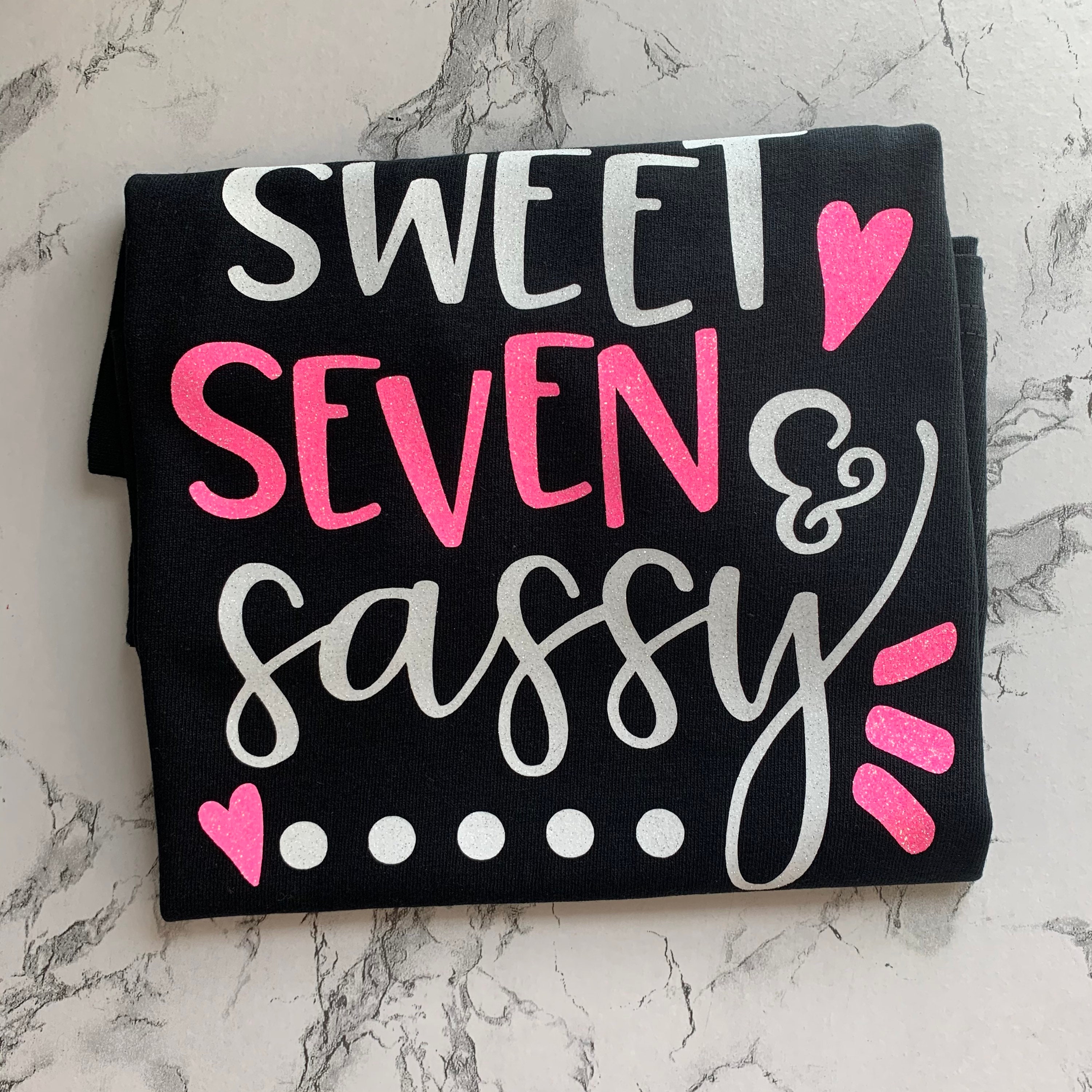 Sweet Sassy & SEVEN Glitter Birthday Girls T-shirt Happy - Etsy