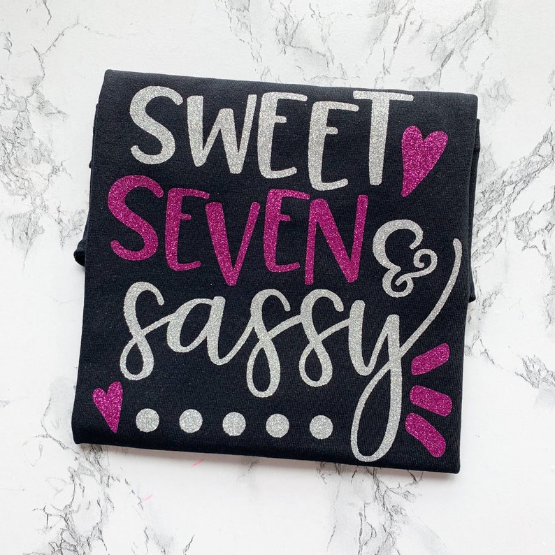 Sweet Sassy & SEVEN Glitter Birthday Girls T-shirt Happy - Etsy