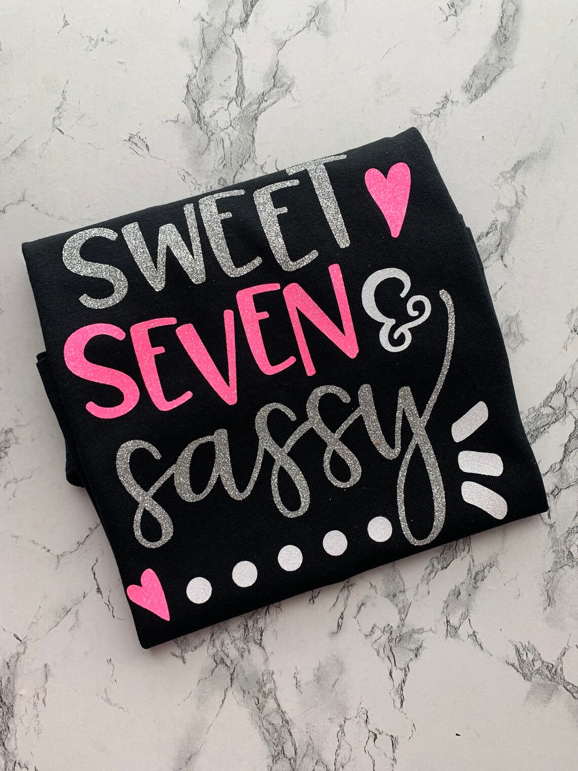 Sweet Sassy & SEVEN Glitter Birthday Girls T-shirt Happy - Etsy
