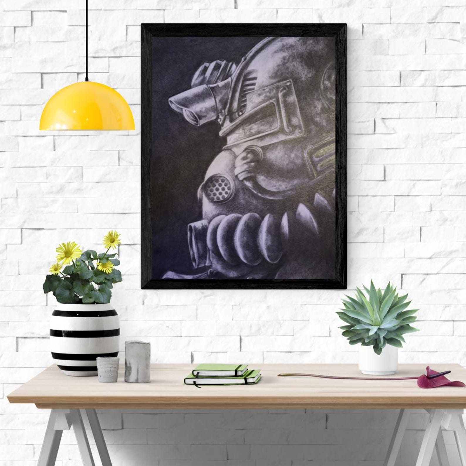 Fallout Fanart Power Armour Charcoal Drawing Original T-60 T-45 Fallout ...