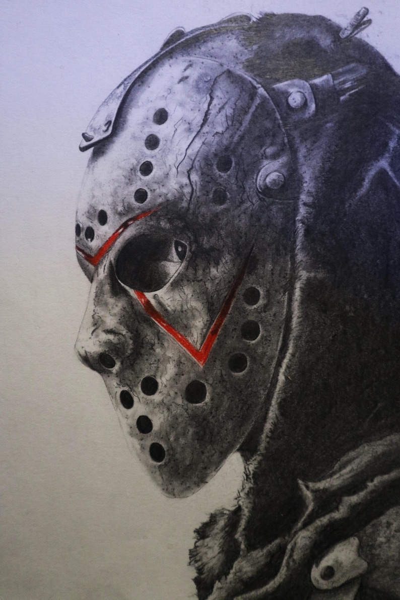 Jason Voorhees Friday the 13th Charcoal A4 Drawing Original Piece With ...