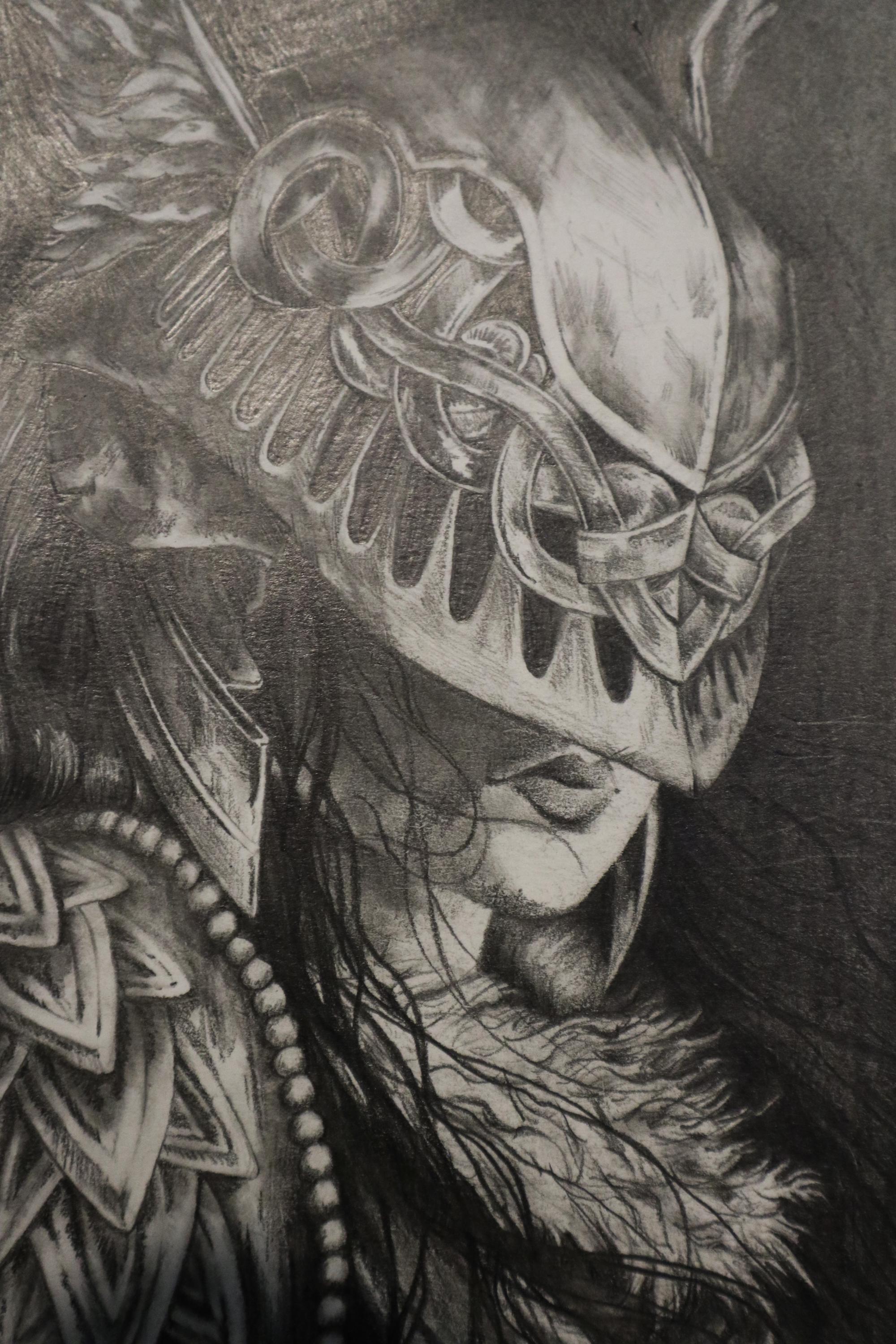 Malenia Goddess of Rot Charcoal Drawing on A4 Paper Elden Ring Shadow ...