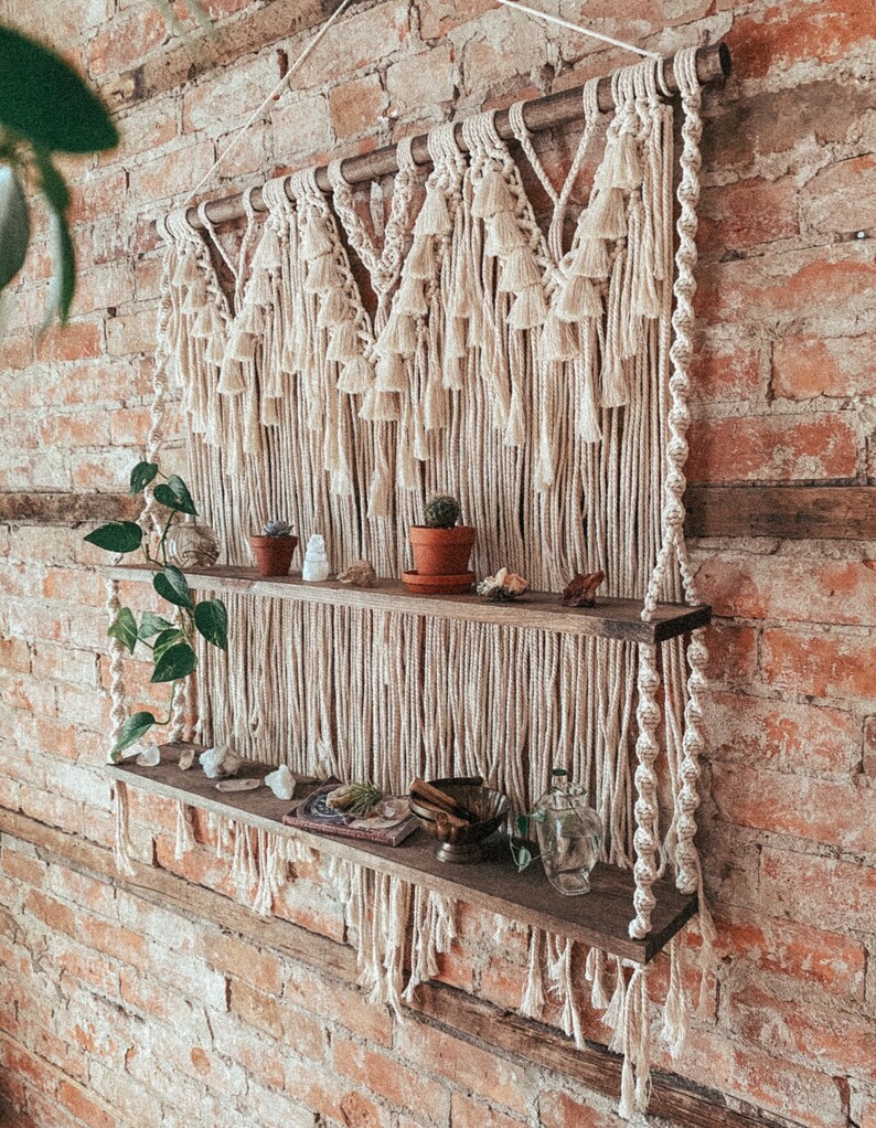 Large Double Macrame Shelf 3ft Wall Hanging Statement - Etsy