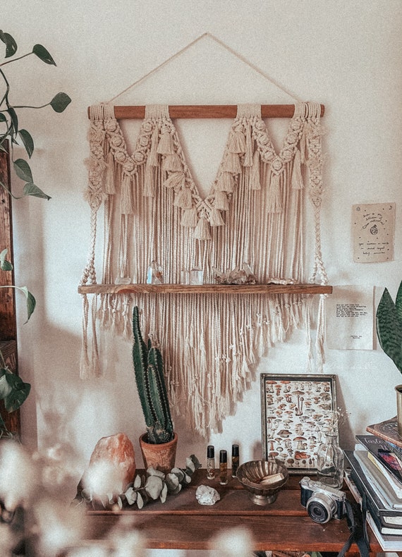 Boho Macrame Shelf 2ft Boho Decor Macrame Wall Hanging | Etsy