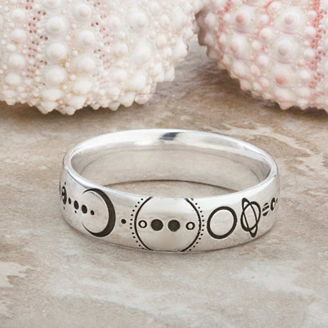 Solar System Star Engraved Ring - Etsy
