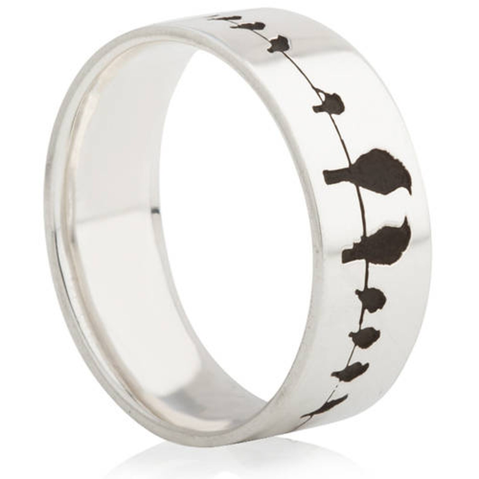 Laser Engraved Birds on a Wire Ring - Etsy