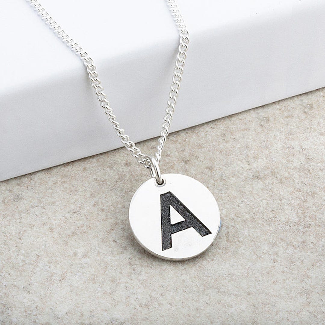 Block Initial Laser Engraved Pendant - Etsy