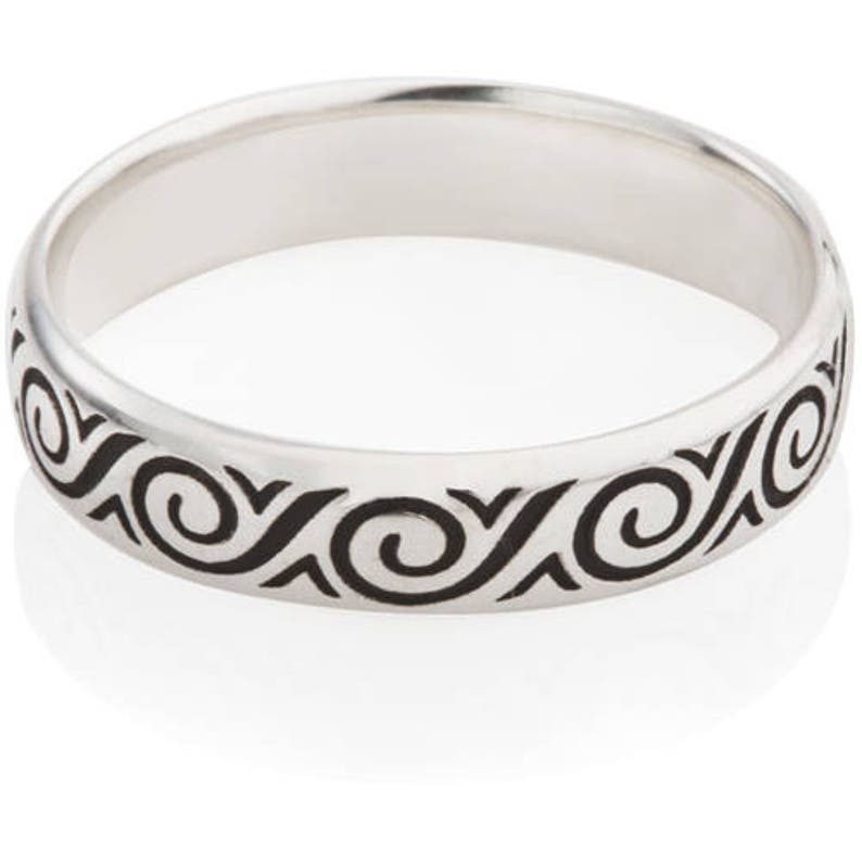 Wave Designed Laser Engraved Ring - Etsy