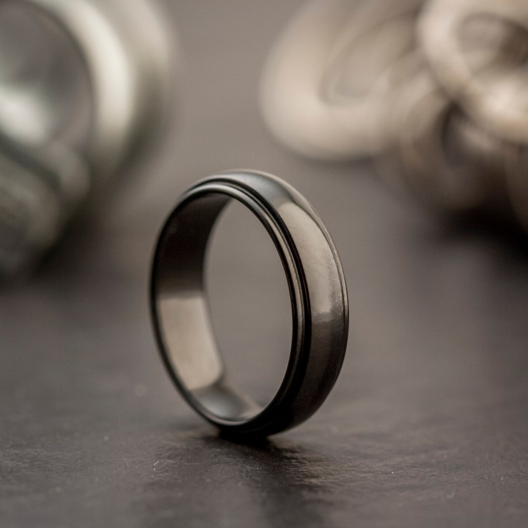 Black Zirconium Ring Wedding Ring Mens Wedding Band Size S - Etsy