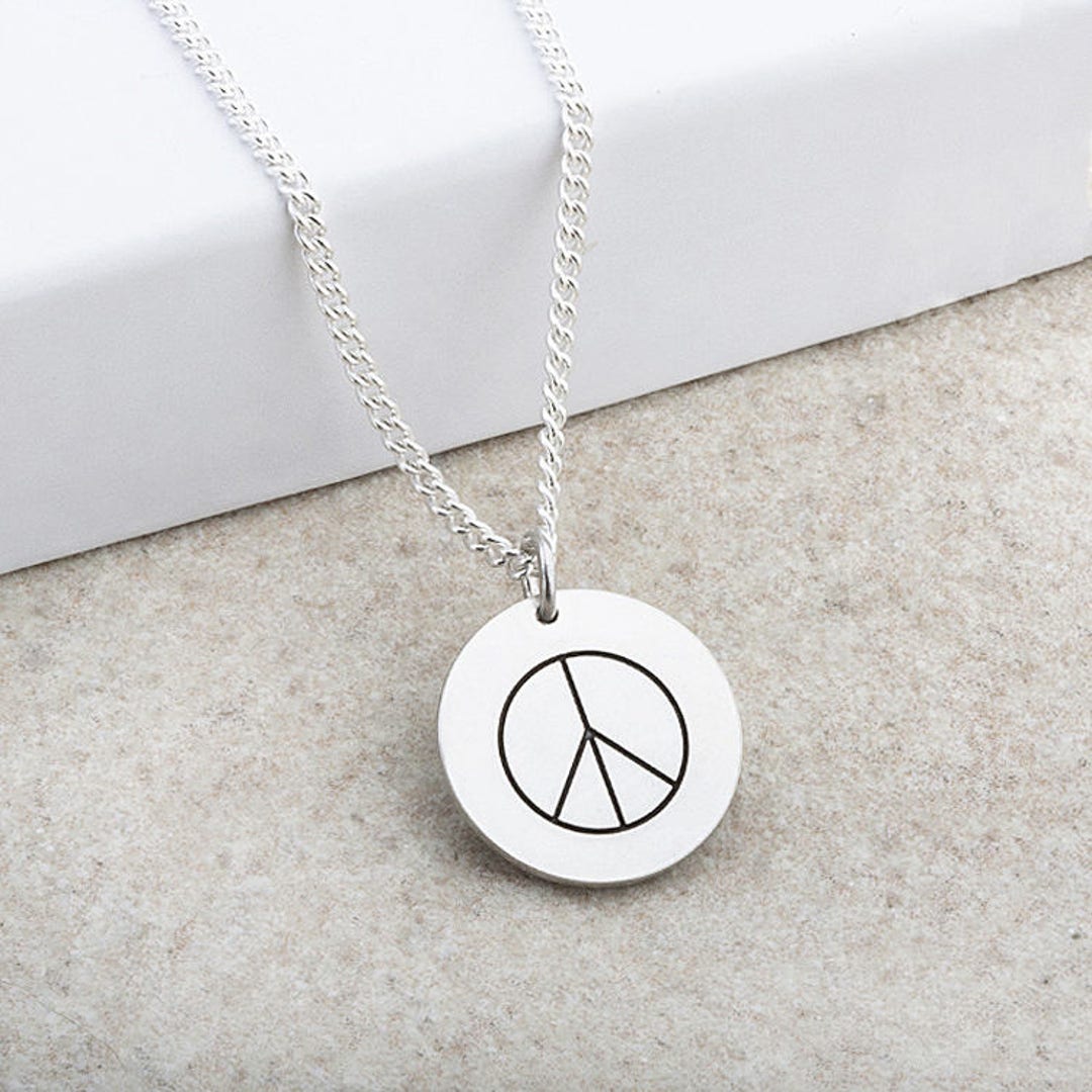 Silver Pendant With Laser Engraved Peace Symbol - Etsy