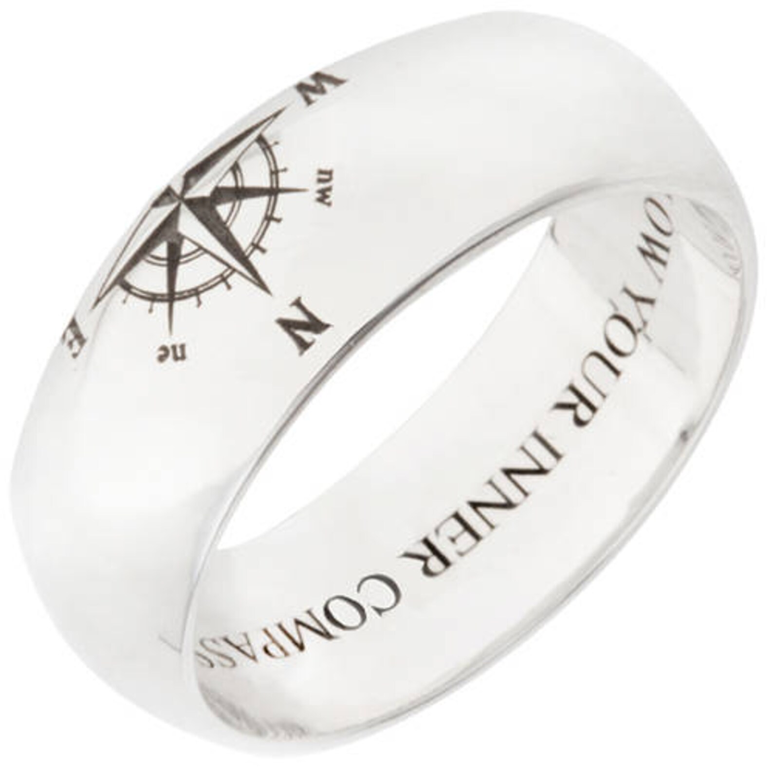 Compass Designed Laser Engraved Ring - Etsy