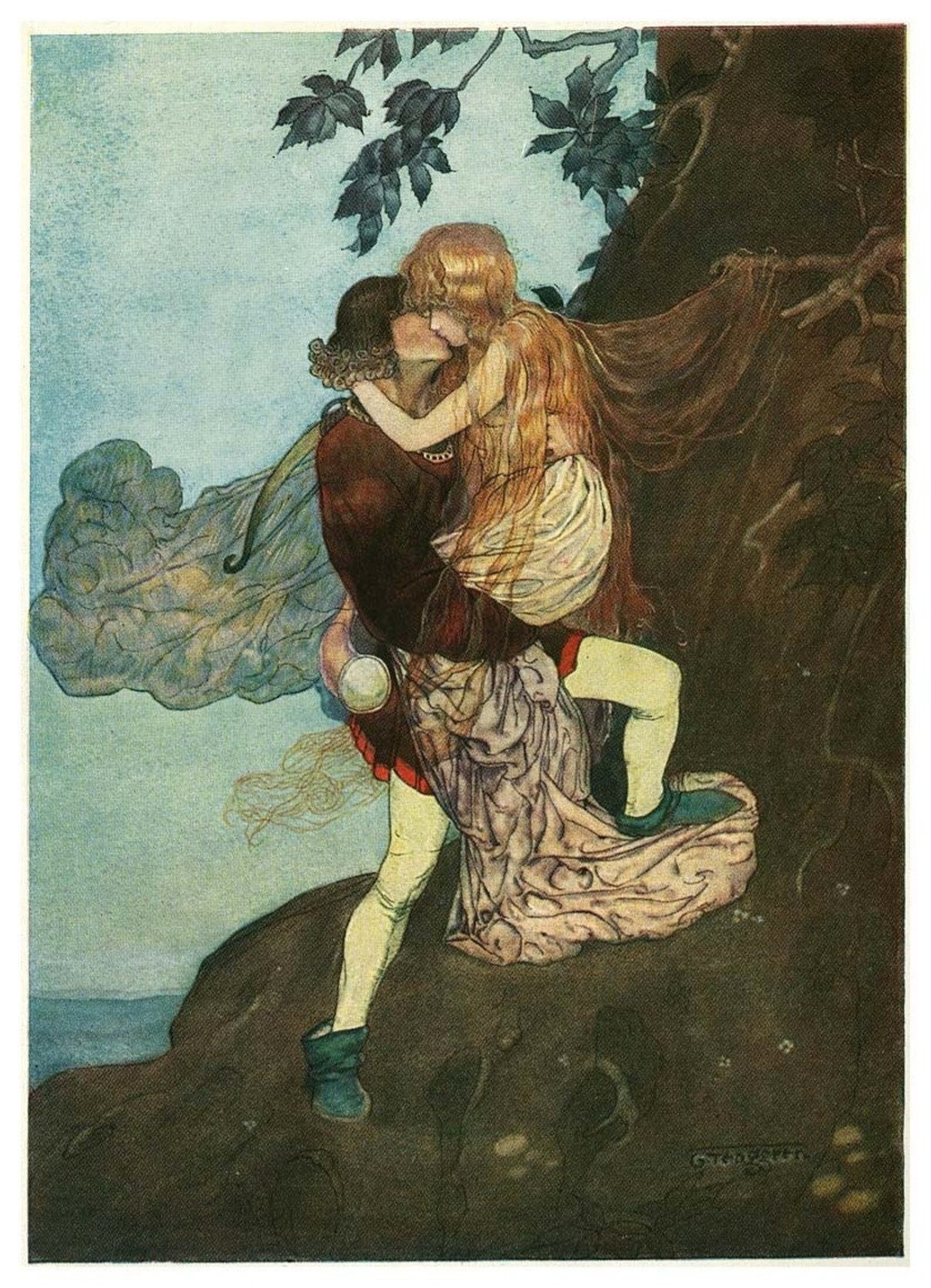 Grimms Fairytale Treasures Lovers Kiss Angel Lovers Embrace Print ...