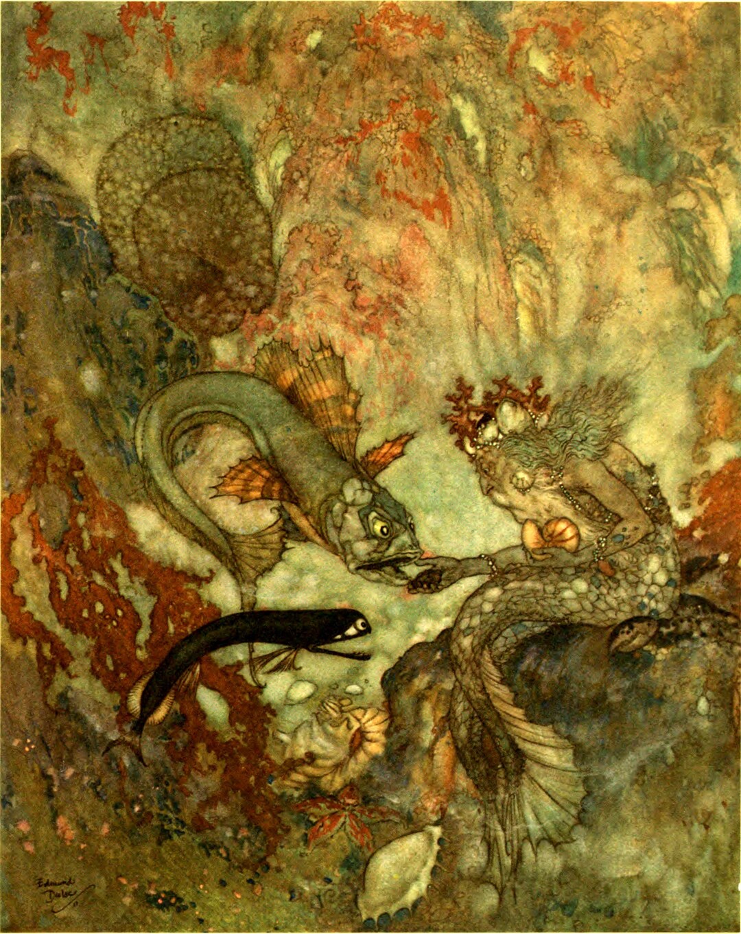 Hans Christian Anderson Merman Poseidon Little Mermaid Edmund Dulac ...