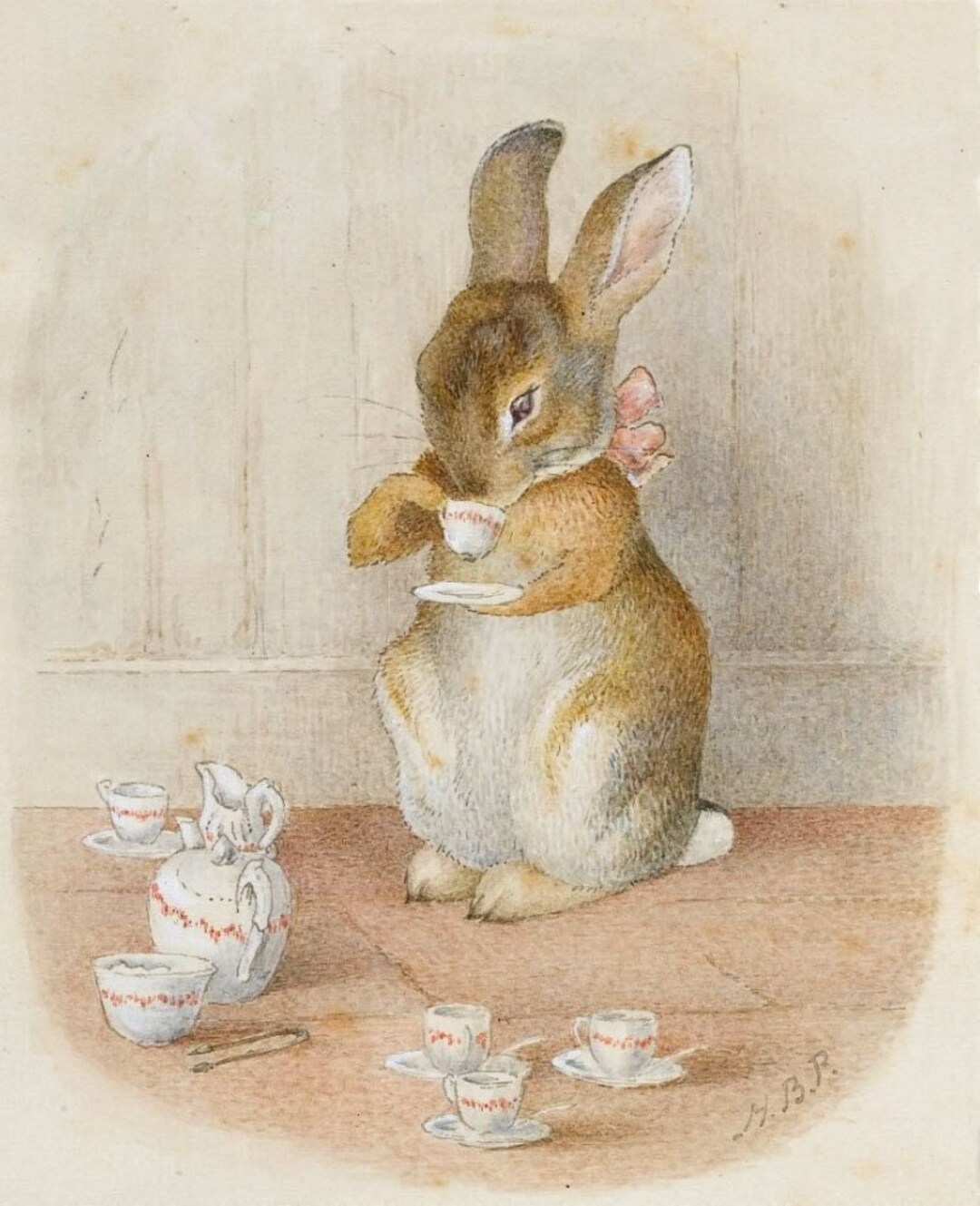 Beatrix Potter Rabbit Winnie the Pooh Tea Fairy Child Nursery Art Print ...