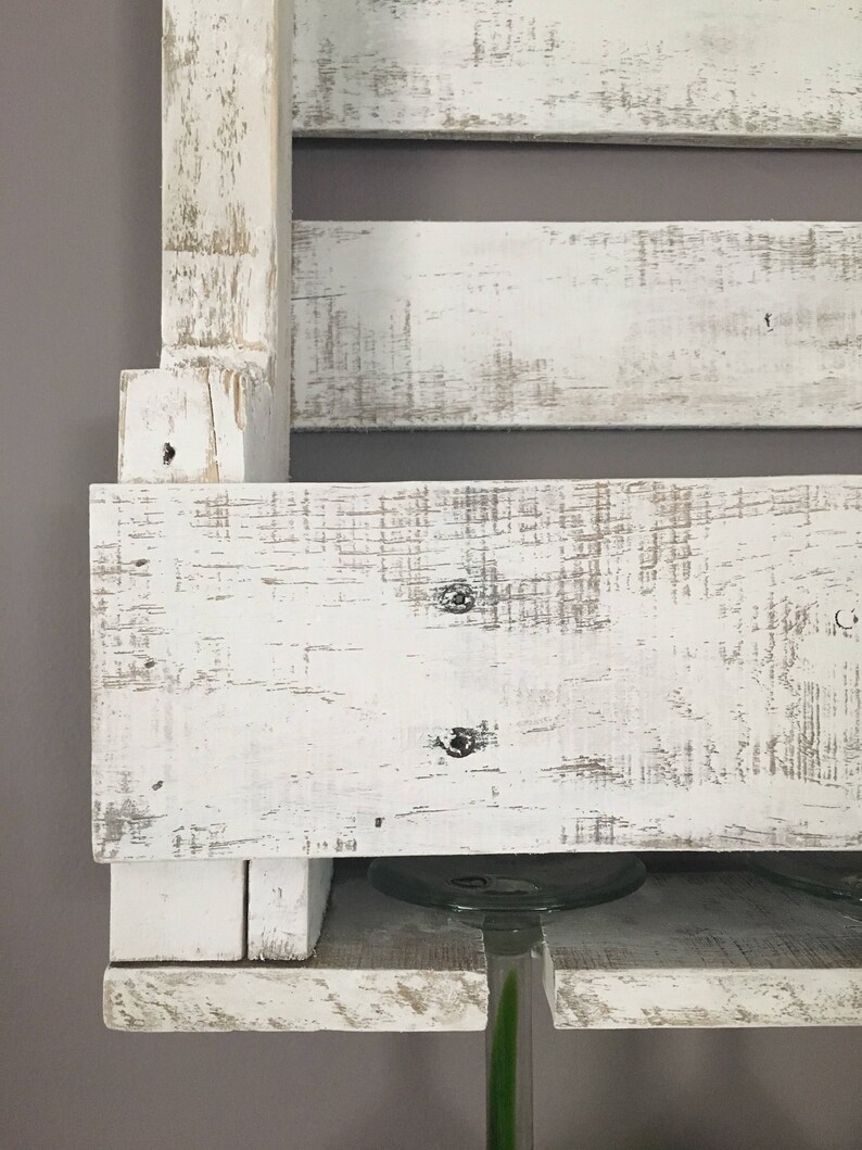 Wine Rack in Distressed White Reclaimed Wood Rustic Decor - Etsy