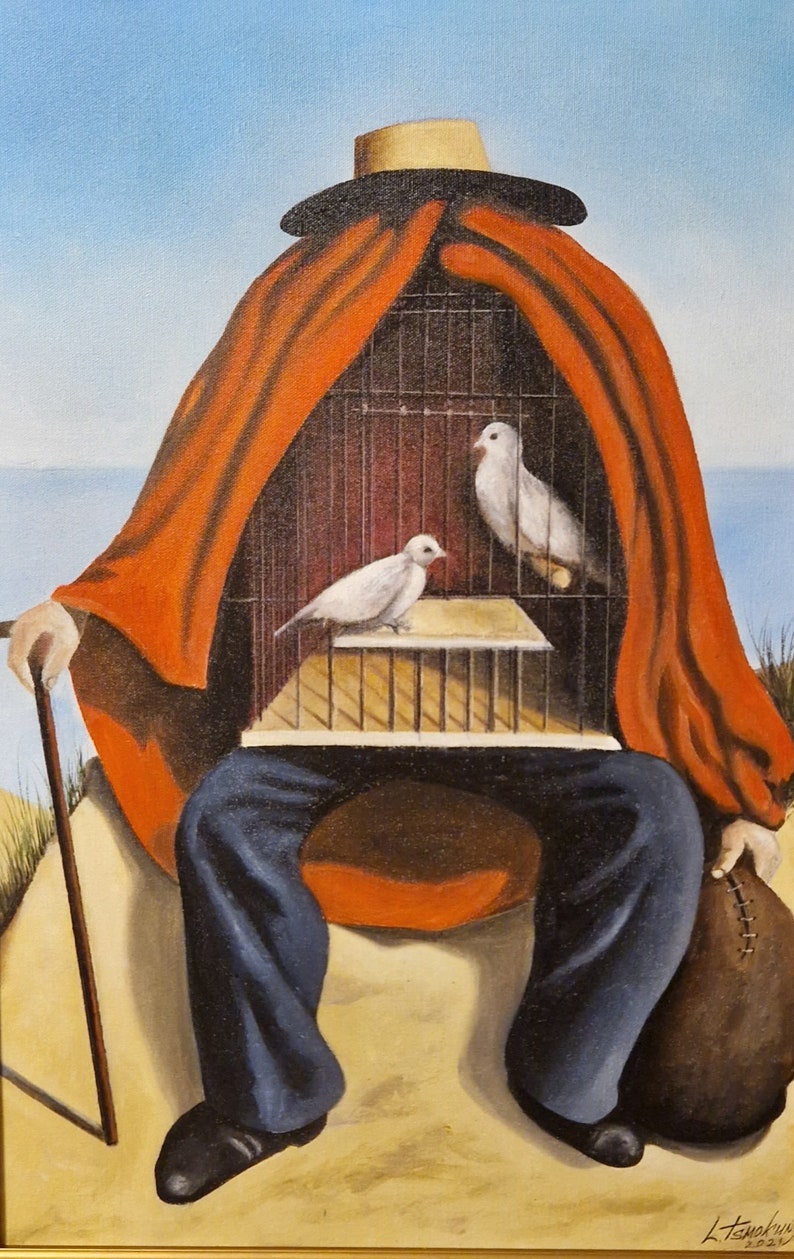 Surreal Doves Cage Old Man Psychology - Etsy