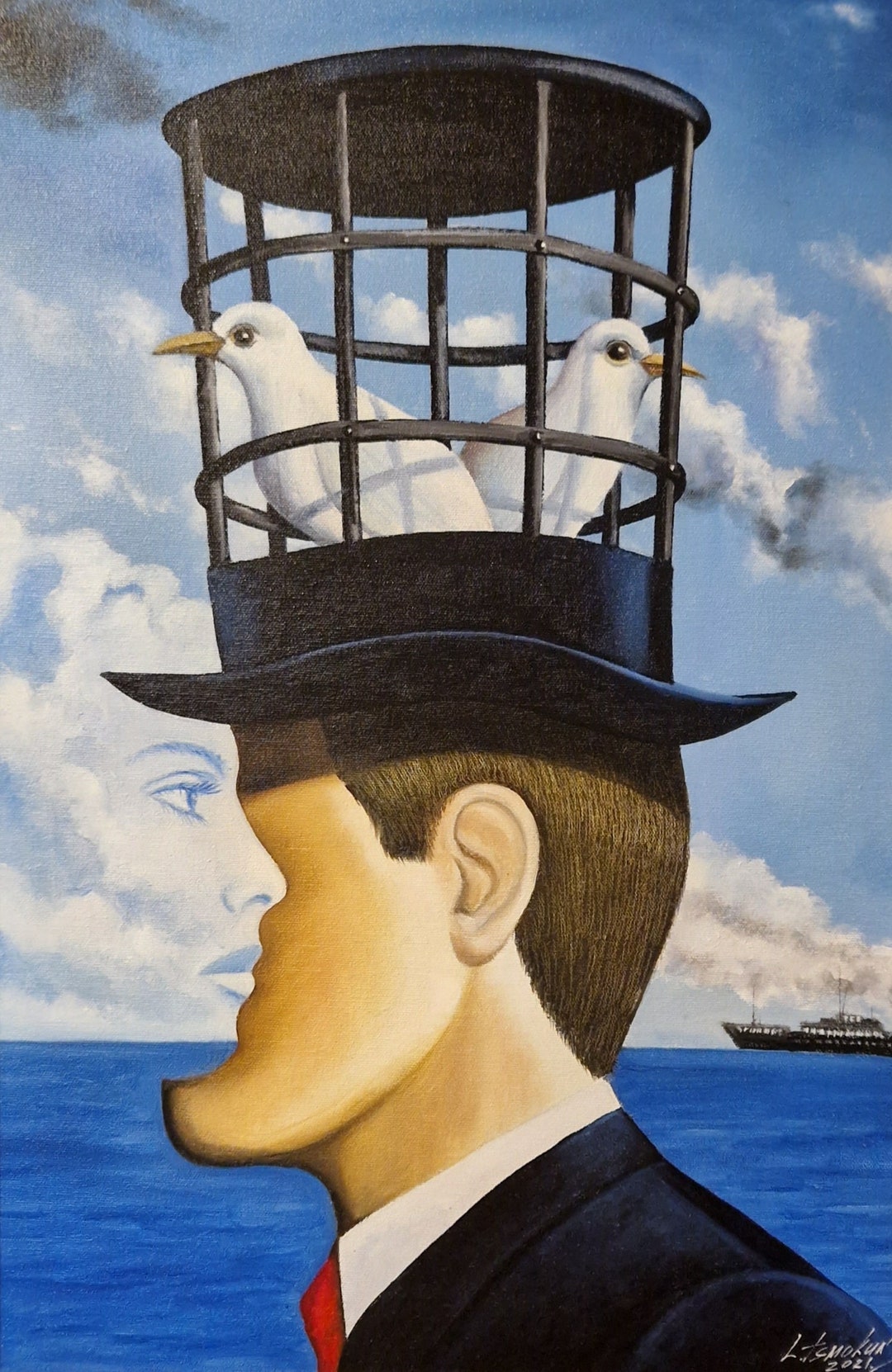 Mirror Face Doves Hat Cage Sea - Etsy