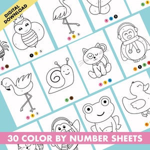 Color by Number, Printable Colouring Page, Kindergarten Print and Color ...