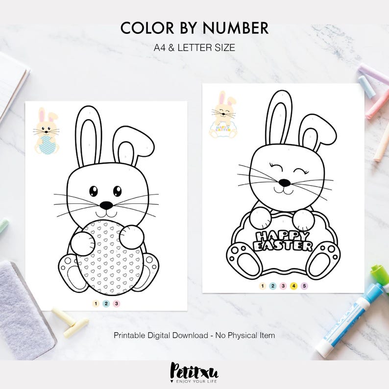 Easter Color by Number, Printable Bunny Coloring Pages for Kids ...