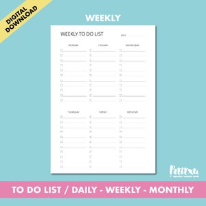 Daily to Do List, Simple Checklist, Monthly Task List, Blank Printable ...
