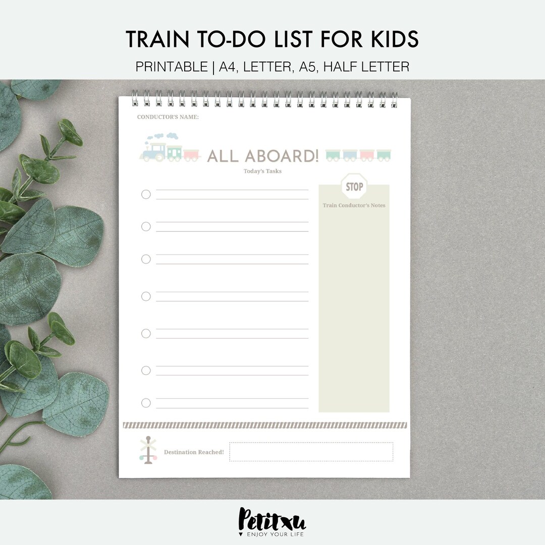 Kids To-do List Printable | Train-themed Daily Planner for Boys and ...