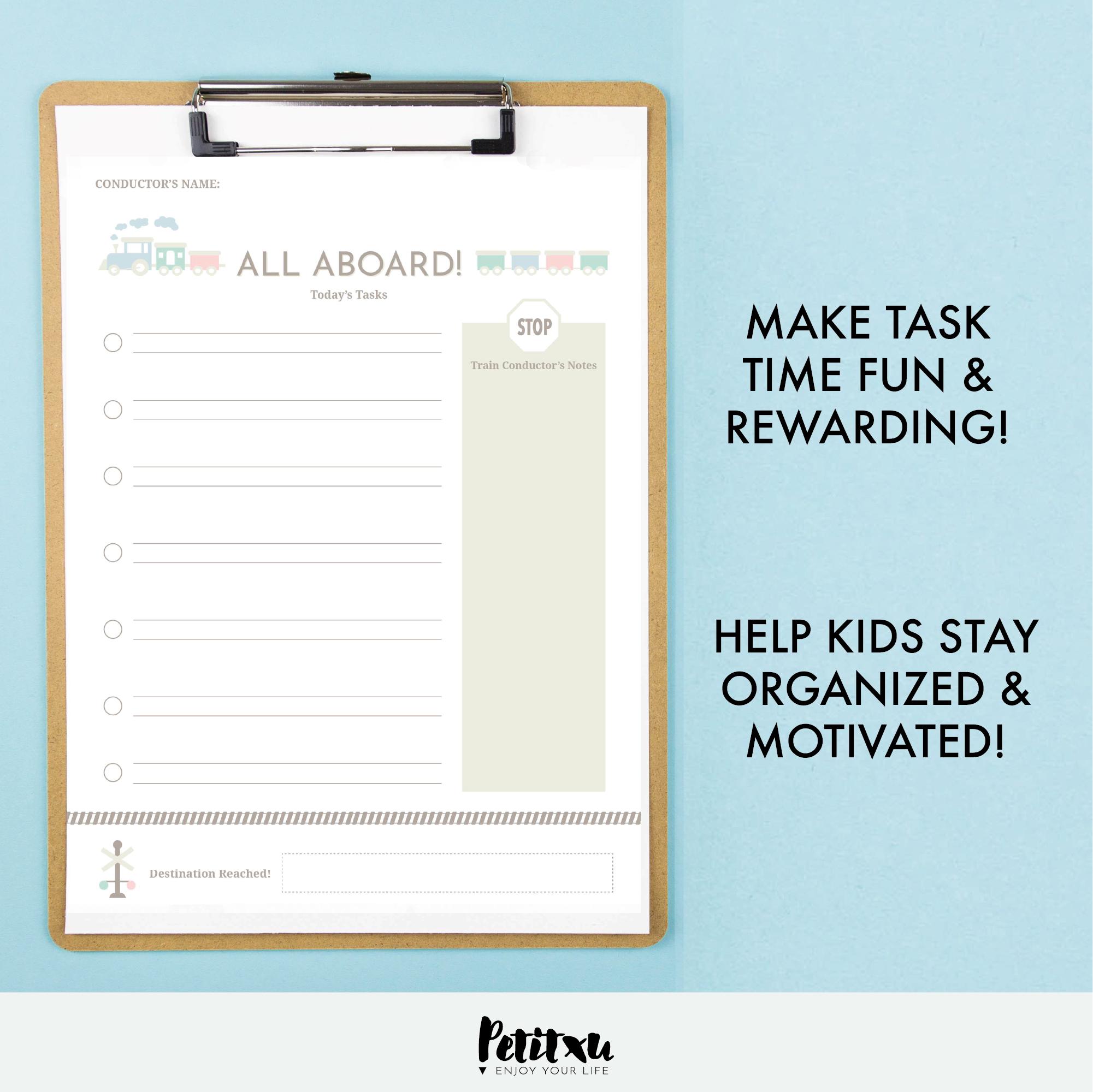 Kids To-do List Printable | Train-themed Daily Planner for Boys and ...