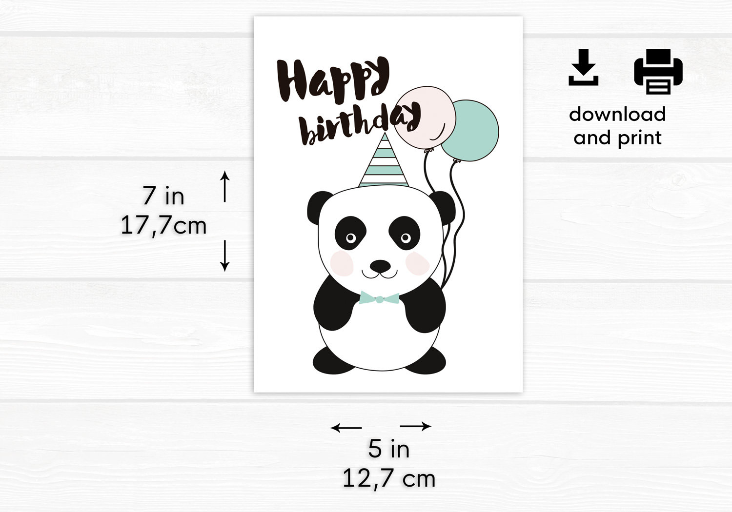 Printable Panda Bear Birthday Card for Kids Ready to Print - Etsy